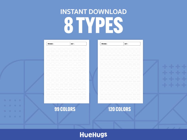 Printable Color Swatch Chart | A4 PDF for Markers & Paints (15–120 ...