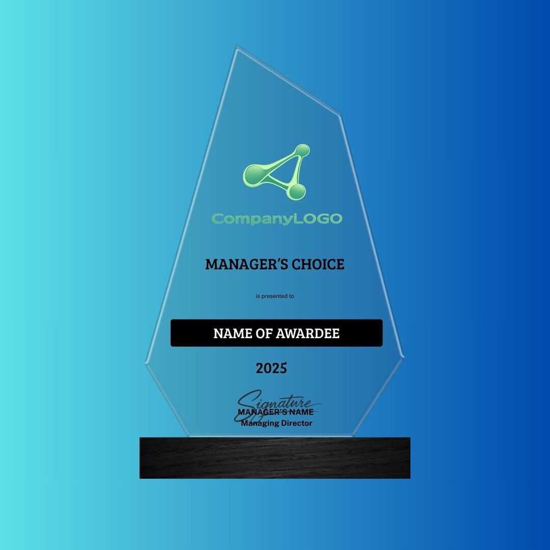 Editable Glass Plaque Canva Template | Crystal Glass Plaque | Employee ...