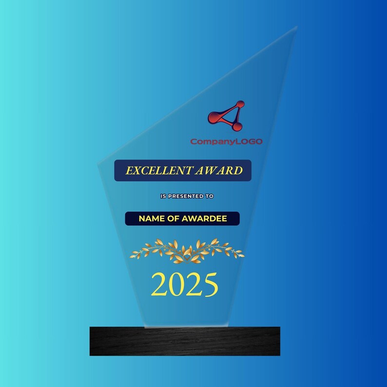 Editable Glass Plaque Canva Template | Crystal Glass Plaque | Employee ...