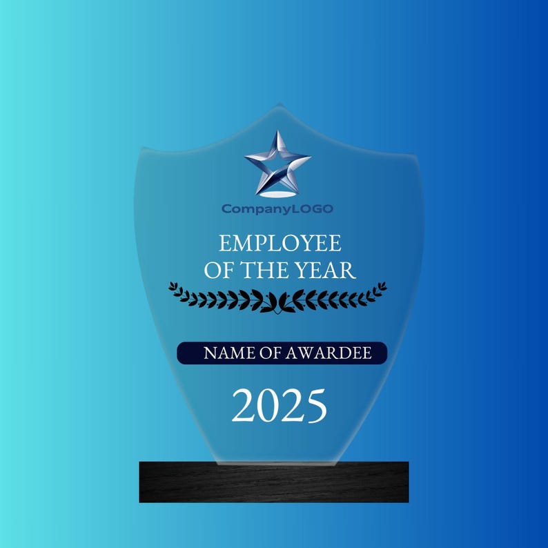 Editable Glass Plaque Canva Template | Crystal Glass Plaque | Employee ...