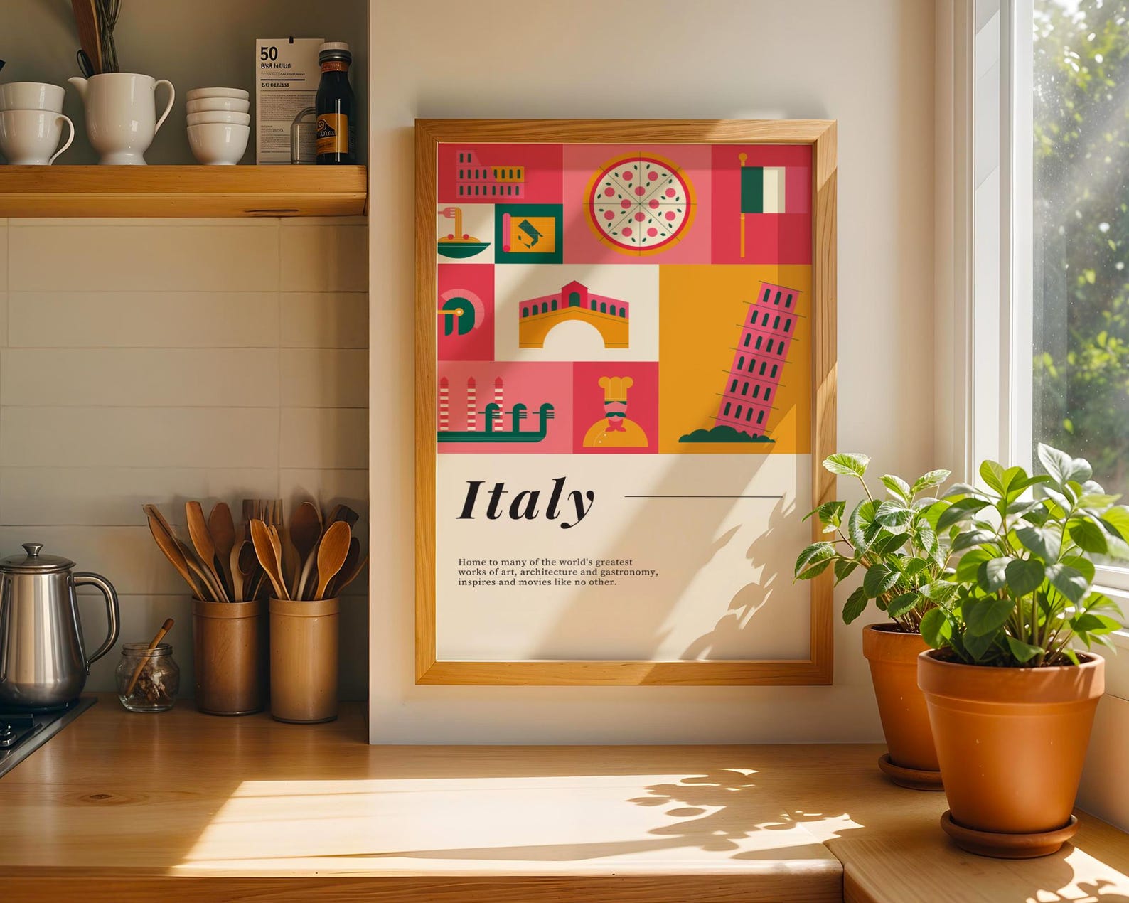Italian Food Poster Set | La Dolce Vita Kitchen Prints , Retro Italian ...