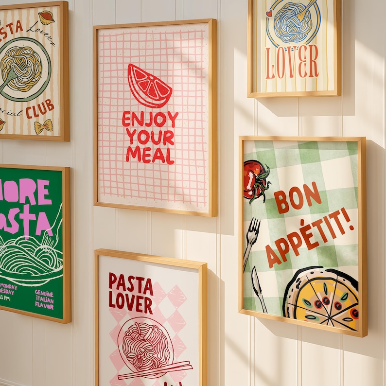 60 Retro Kitchen Gallery Wall Art Set, Trendy Food & Drink Prints ...