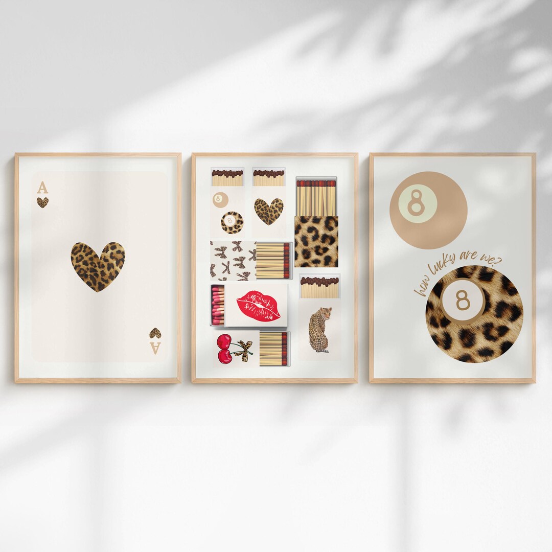 Leopard Matchbox Wall Art Set of 3, Aesthetic Dorm Wall Decor, Trendy ...