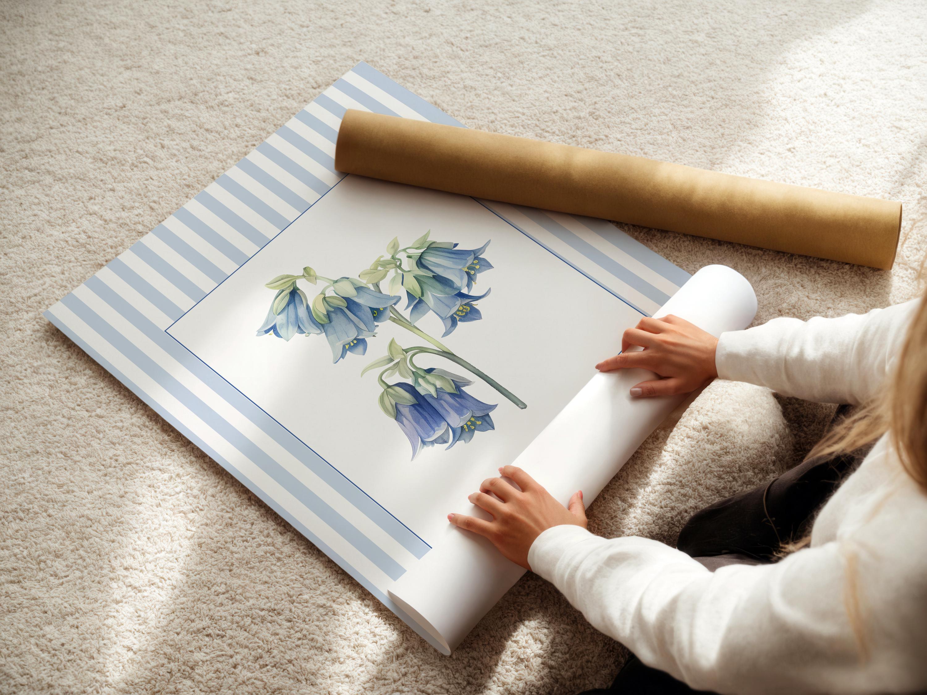 Blue Floral Botanical Print Set of 3, French Country Wall Art, Vintage ...