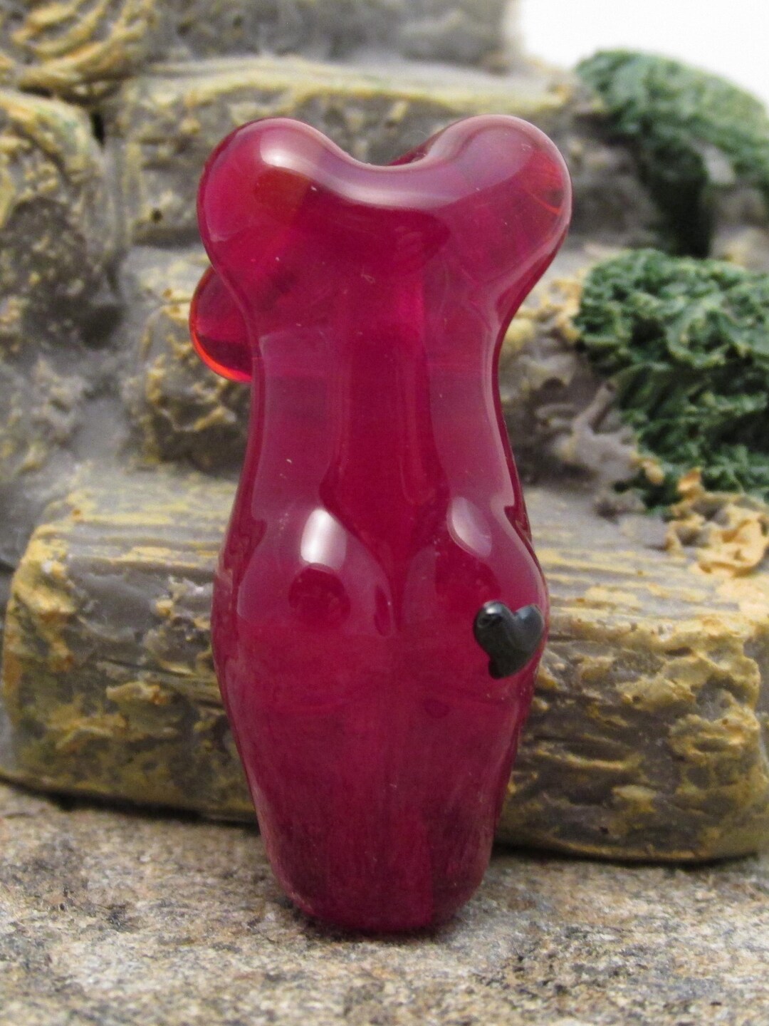 Transparent Red Black Heart Goddess Totem Strength Fertility Lampwork ...