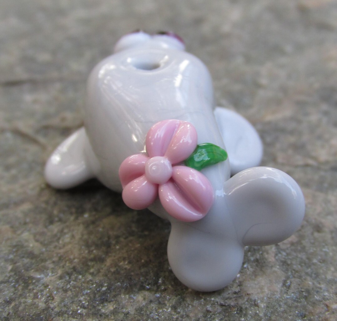 Manatee Sea Cow Grey Pink Flower Tramp Stamp Lampwork Glass Bead NLC ...