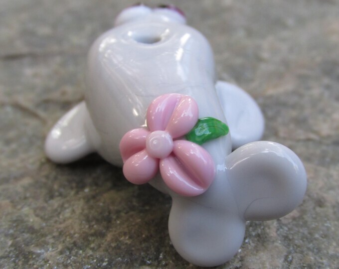 Manatee Sea Cow Grey Pink Flower Tramp Stamp Lampwork Glass Bead NLC ...