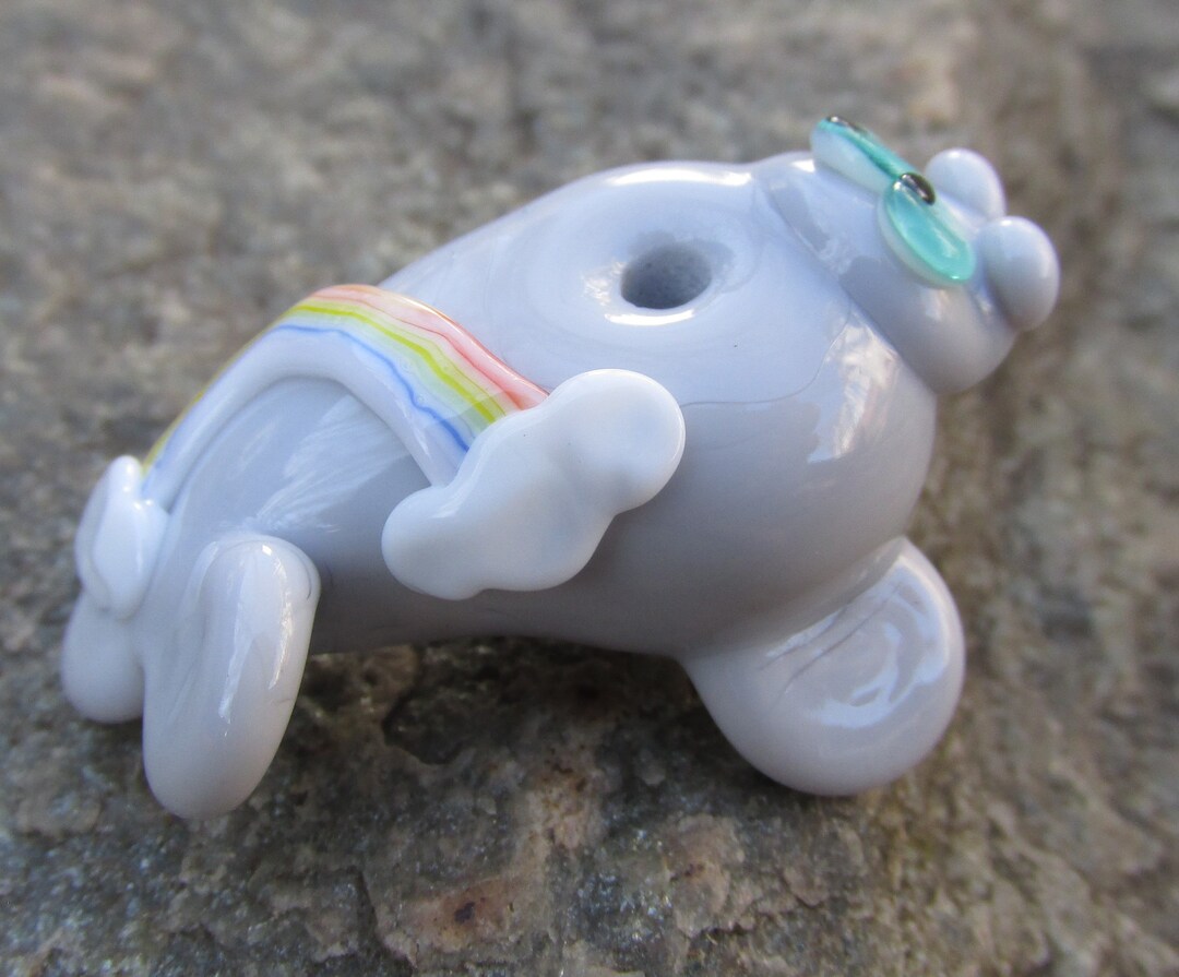 Clearance Sale Manatee Sea Cow Rainbow Pride Tramp Stamp Lampwork Glass ...