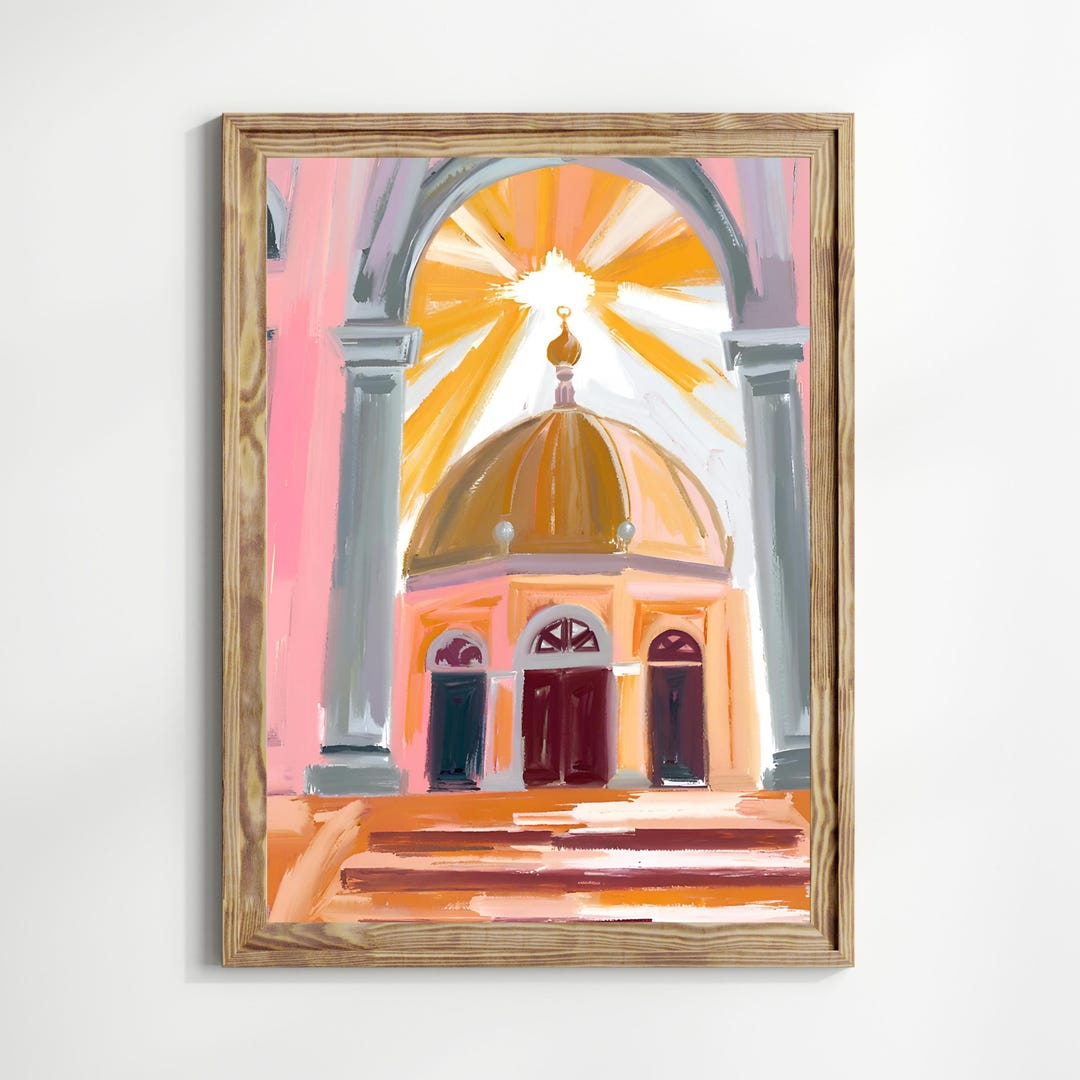 Jewish Wall Art for Living Room | Matisse Style Synagogue Print ...