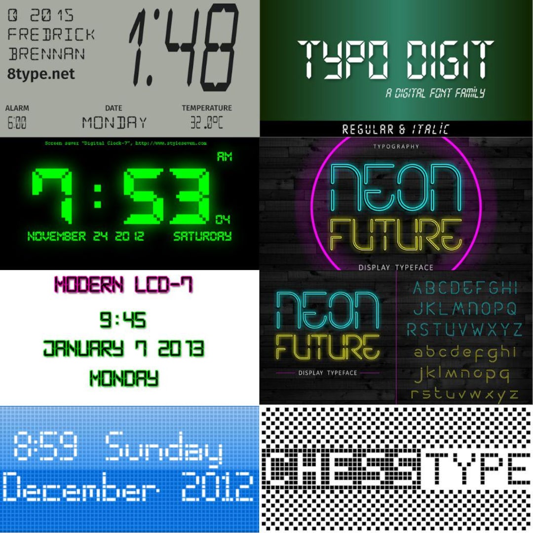 LCD Font Pack: Modern Display Typeface (digital Download) - Etsy