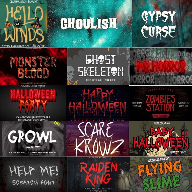 Halloween Font Bundle: 300+ Scary Fonts for Canva & Cricut - Etsy