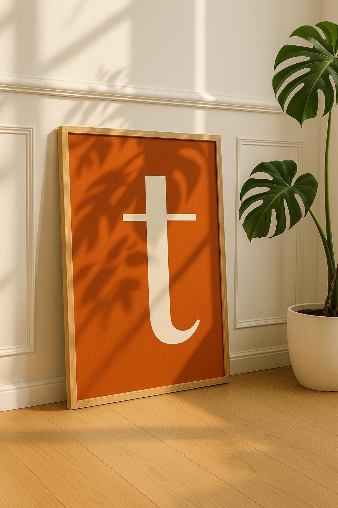 Letter T Print: Terracotta Serif Typography, Boho Decor (digital ...