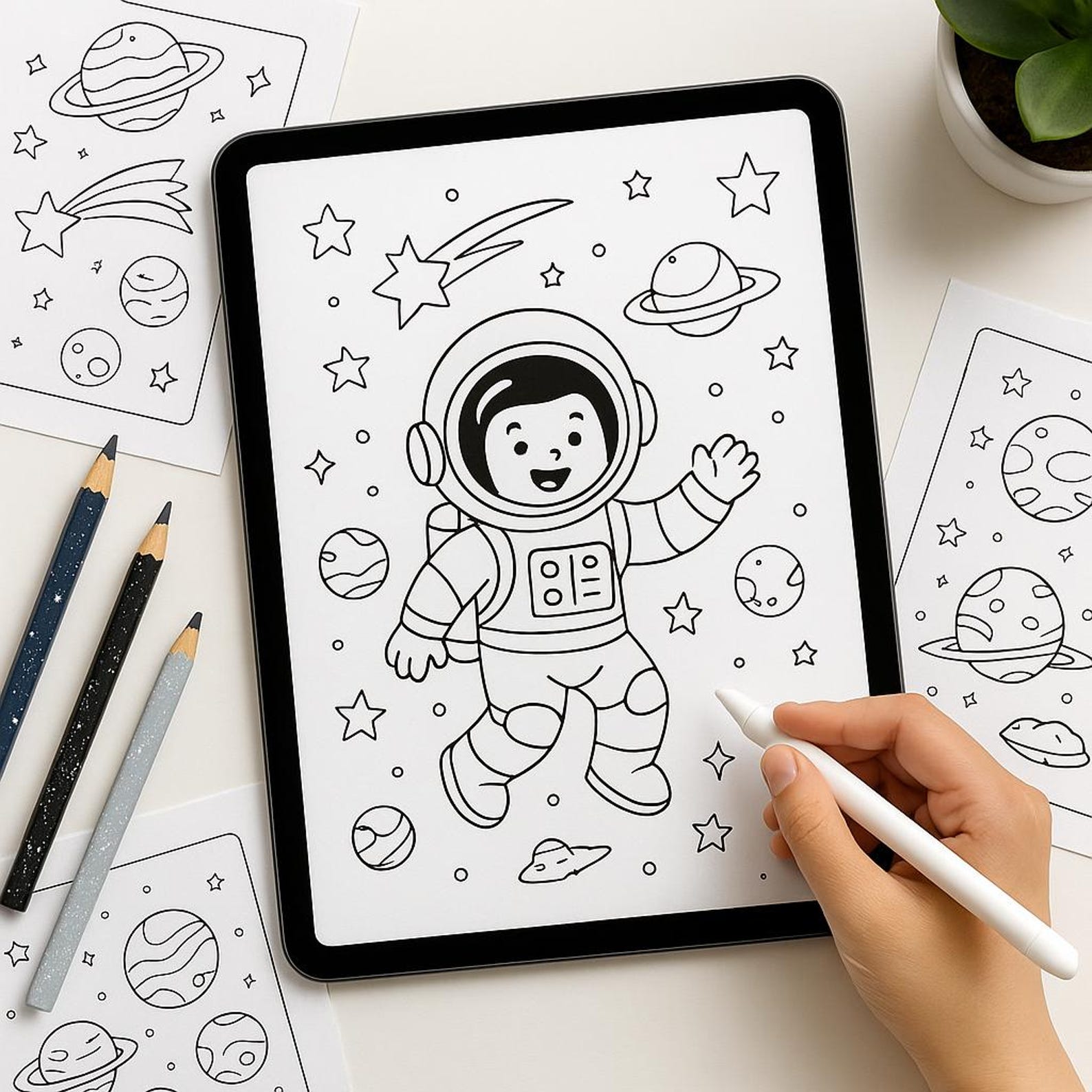 Space Adventure Coloring Book PDF for Kids & Teens, 30 Unique Outer ...