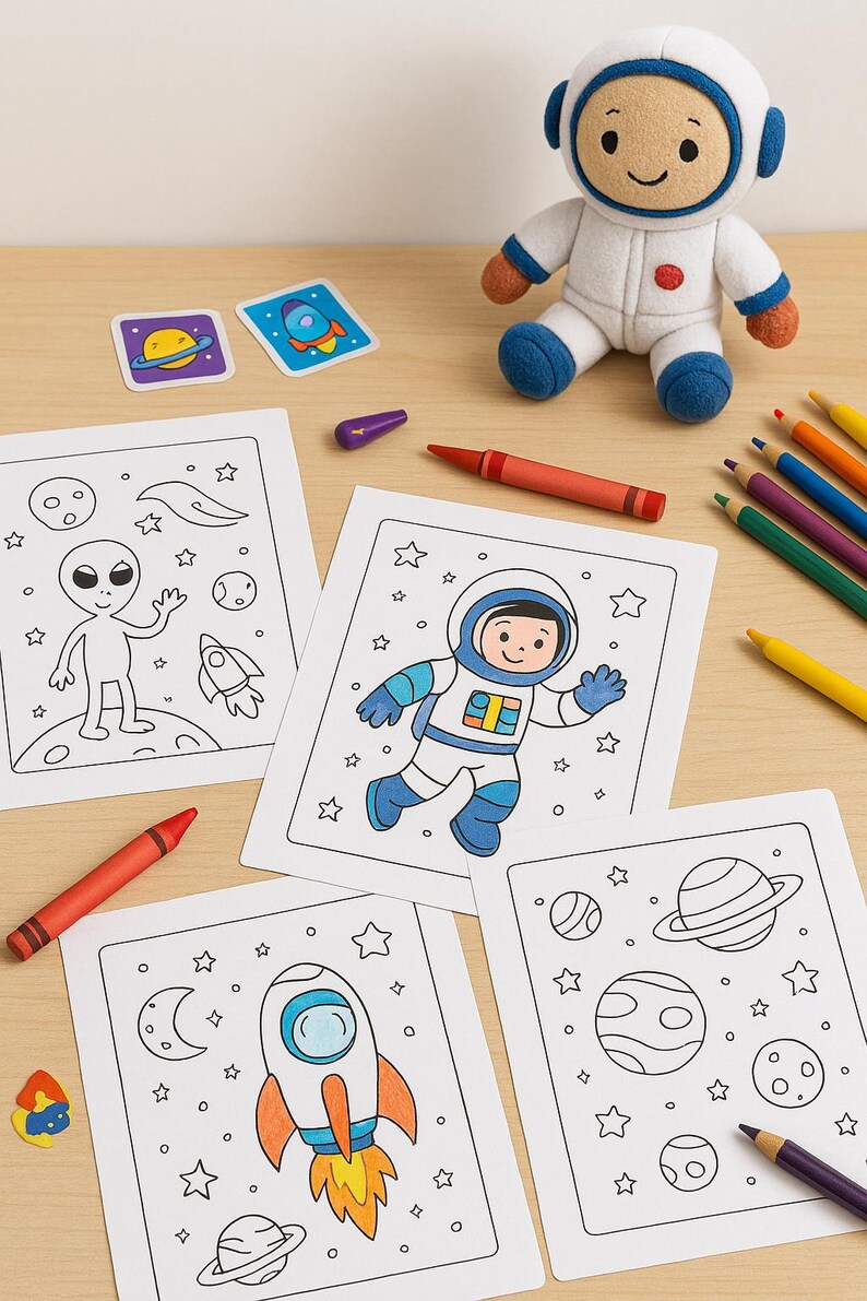 Space Adventure Coloring Book PDF for Kids & Teens, 30 Unique Outer ...