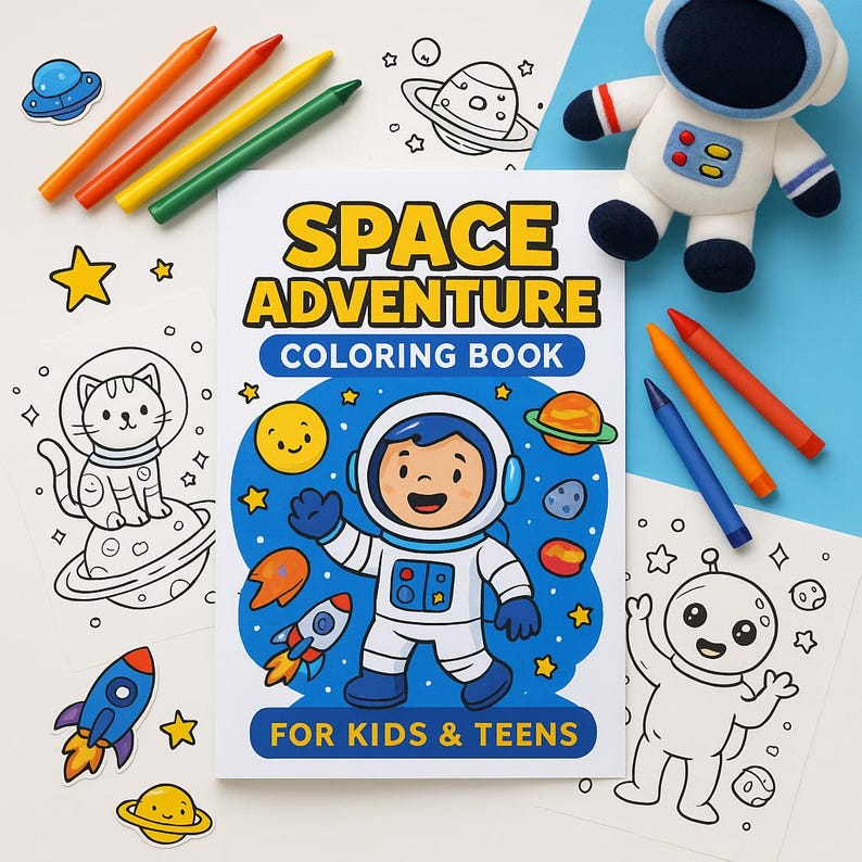 Space Adventure Coloring Book PDF for Kids & Teens, 30 Unique Outer ...