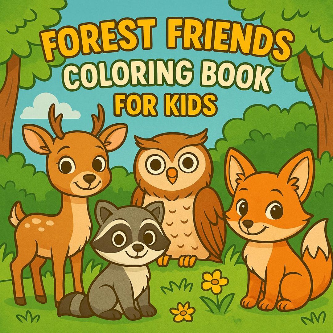 Forest Animals Coloring Book PDF, Printable Forest Friends Pages for ...