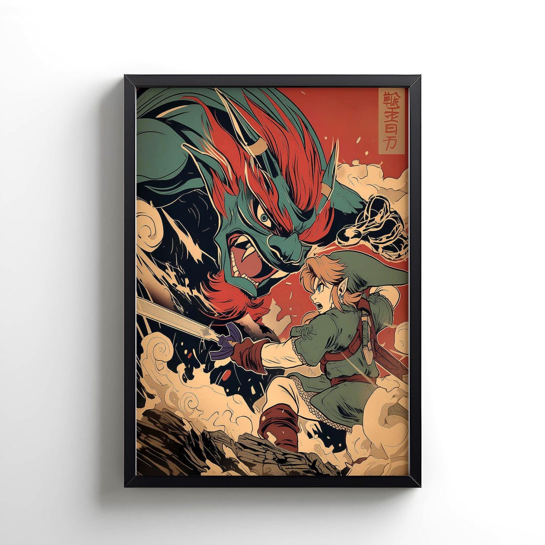 Link Vs Ganon Battle - ZELDA Video Game Art - 1990s Anime Style - Ultra ...