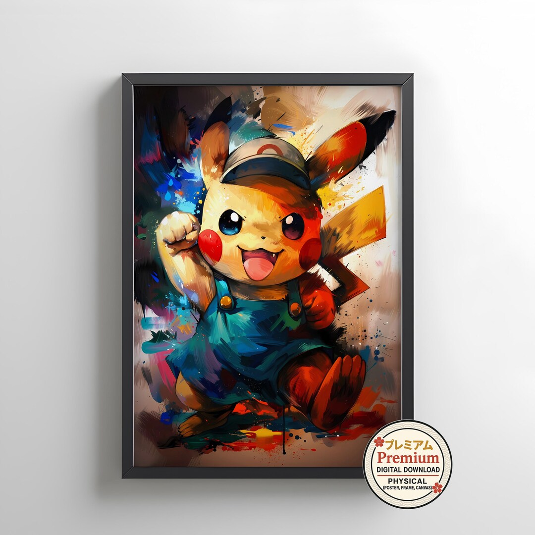 Pikachu Portrait, Pokemon Colorful Series, Gift Anime Manga Print ...