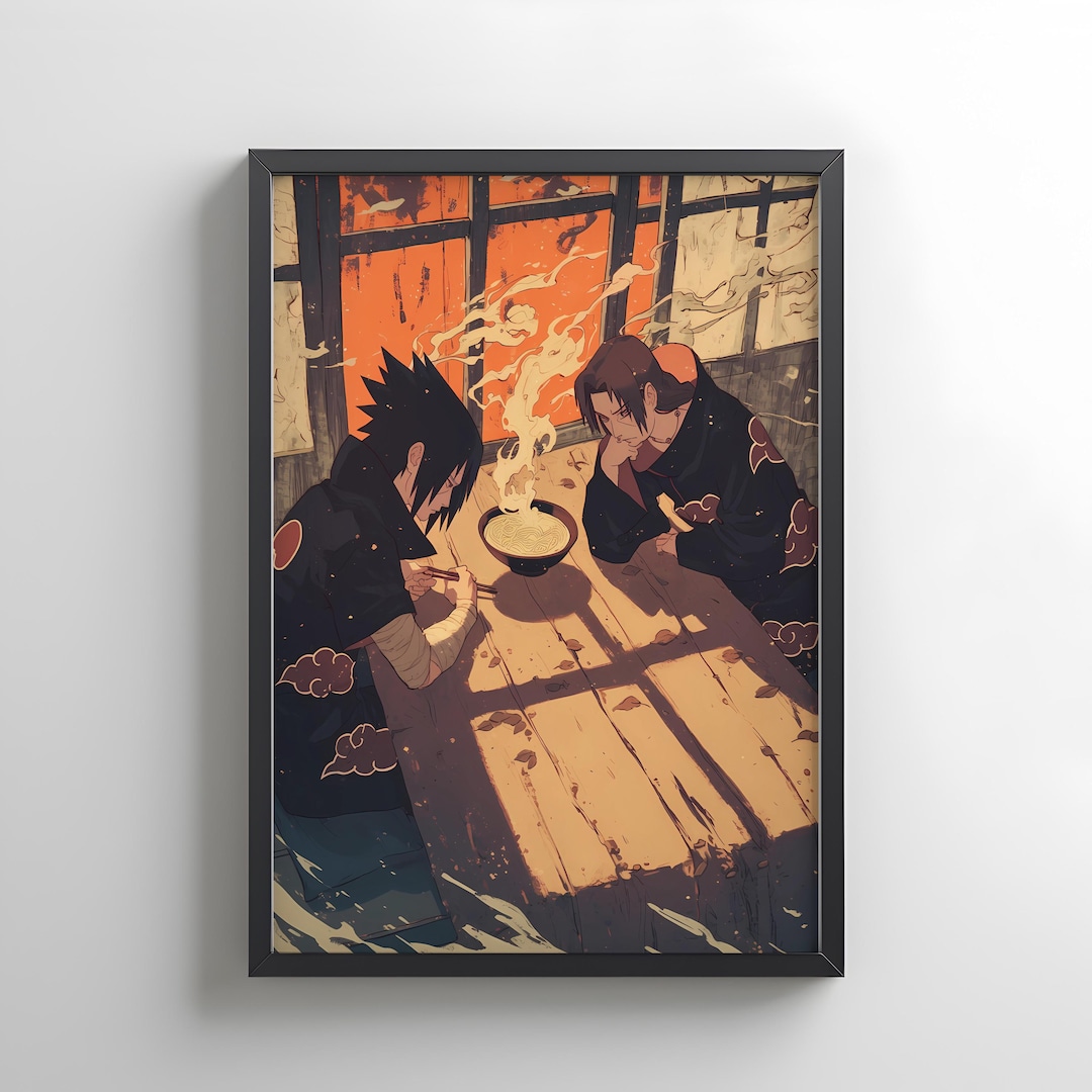 Sasuke and Itachi Eating Ramen Series - Manga Japanese Retro Vintage ...