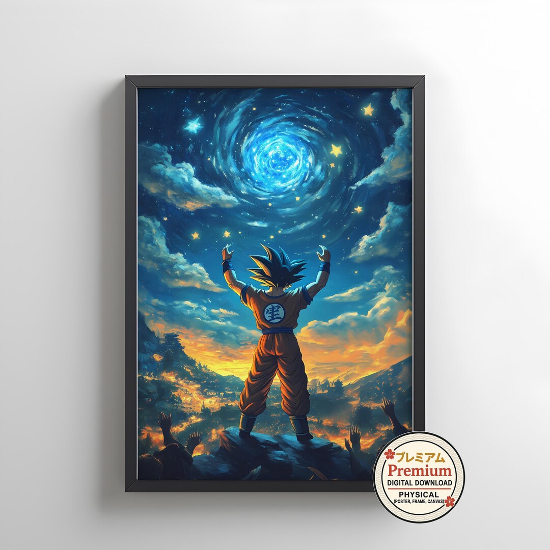 Goku Genkidama Dragon Ball Z - Anime Manga Print Gift - Van Gogh Style ...