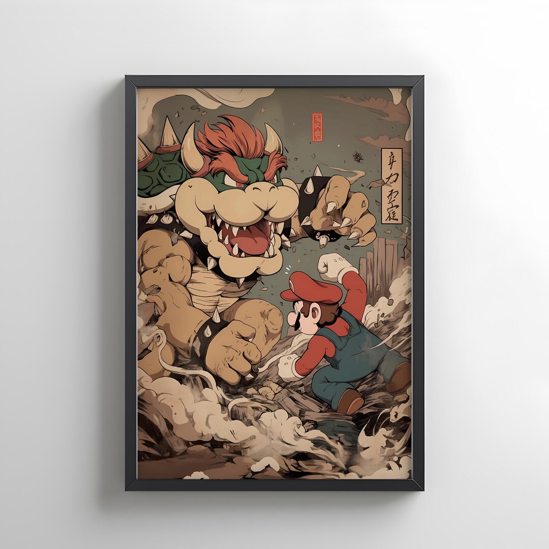 Video Game Art Mario Vs Bowser Japanese Epic Moment- Anime Battle ...