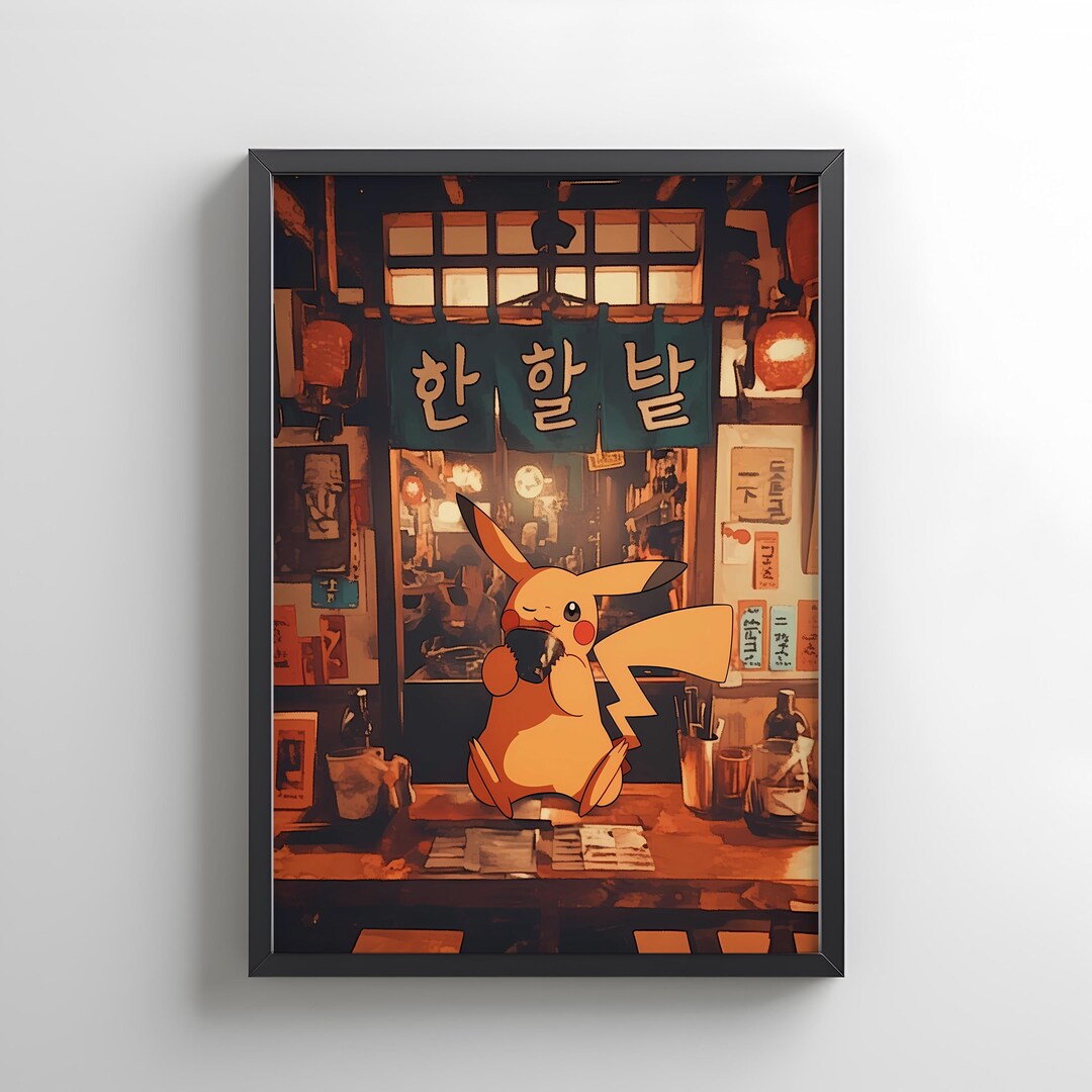 Pikachu in Korean Bar - Pokemon Vintage Anime With Moody Lighting ...