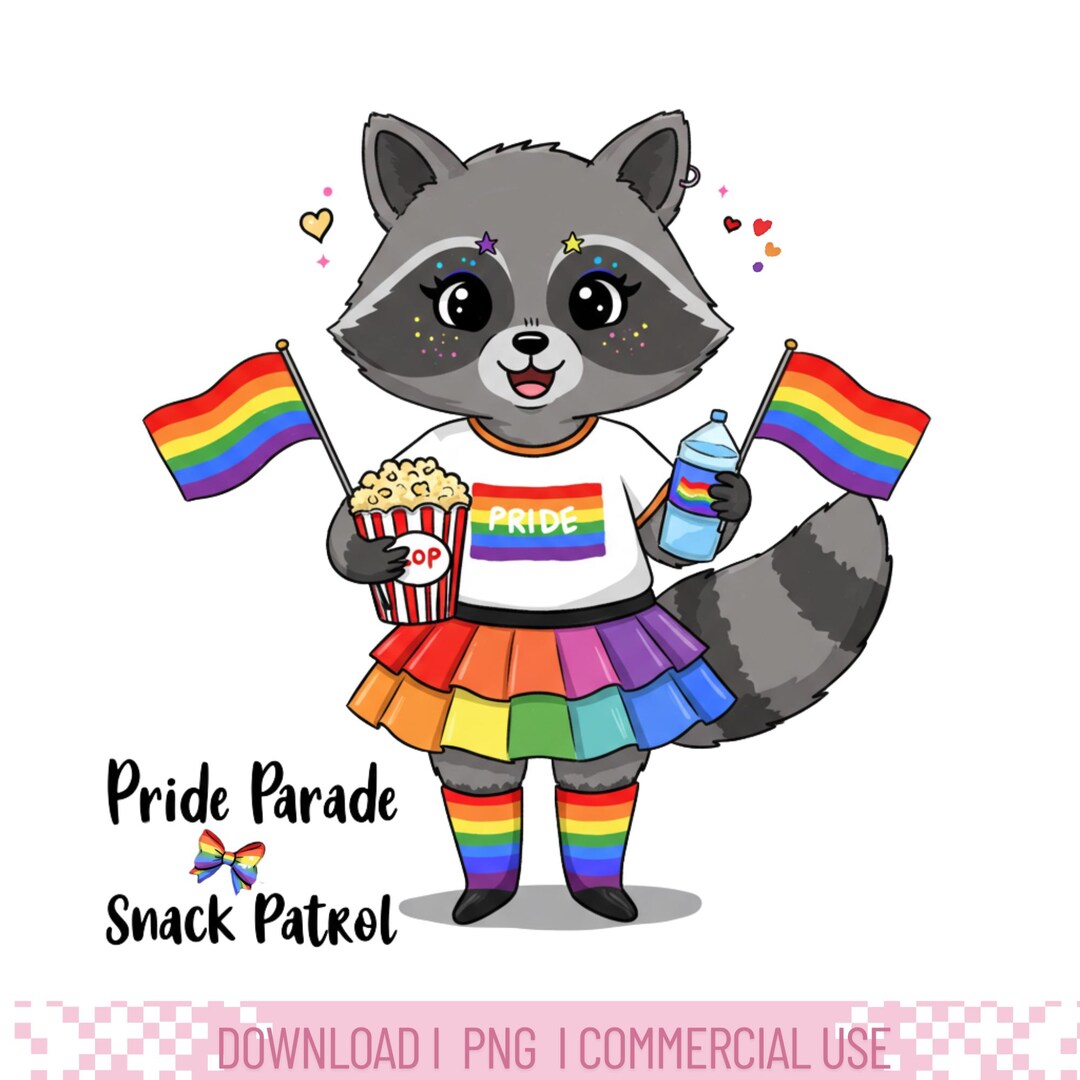 Funny Pride Raccoon PNG | LGBTQ Snack Patrol Clipart | Rainbow ...