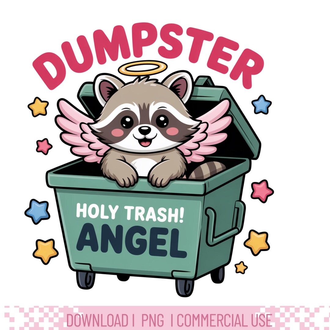 Holy Trash Angel Raccoon PNG – Funny Kawaii Dumpster Clipart - Etsy