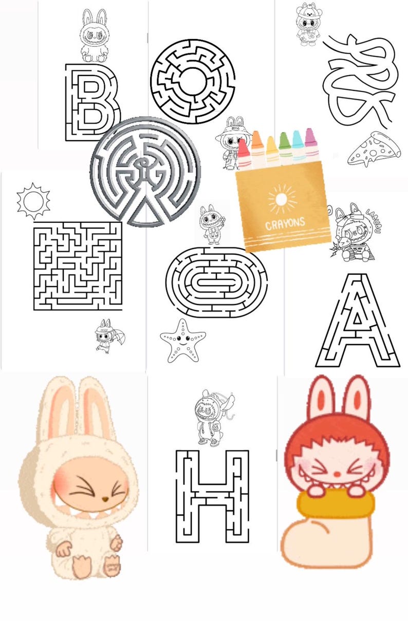 Maze Fun With Labubu – 35 Printable Mazes for Kids | Digital Download ...