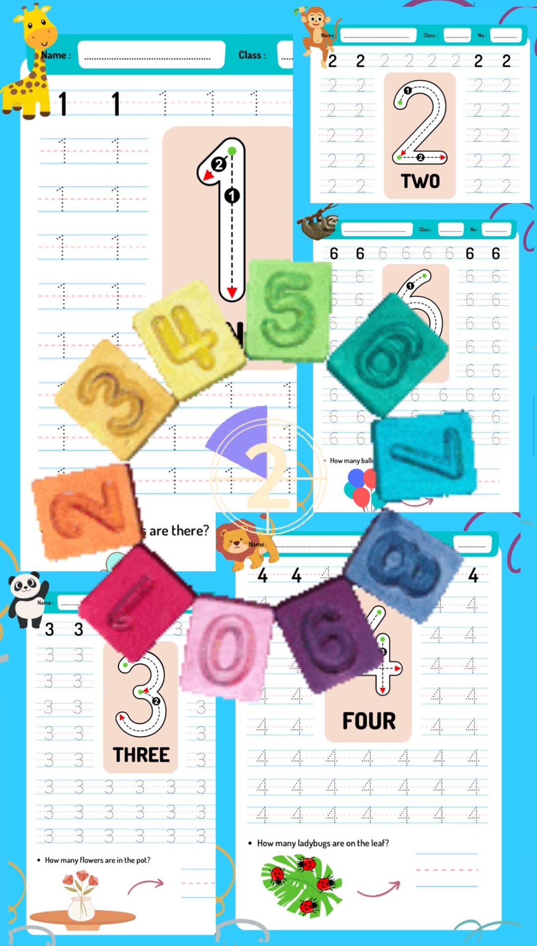 Trace Numbers 1–10 | Preschool & Kindergarten Printable Worksheets ...