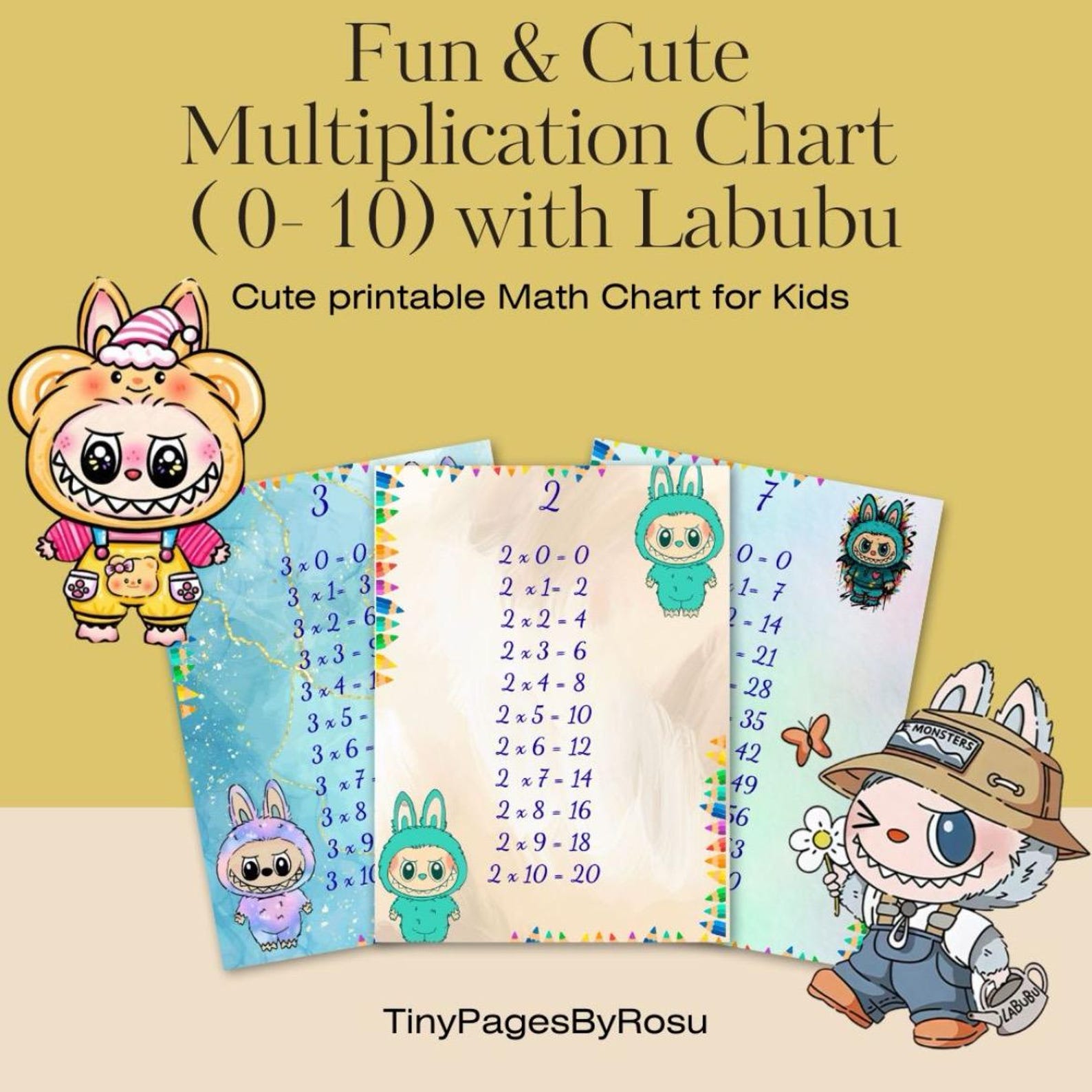 Labubu Multiplication Table 0-10 – Kawaii Math Chart (digital Download ...