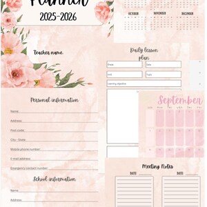 Teacher Planner 2025-2026: Printable Weekly Lesson Plans (52-page PDF ...