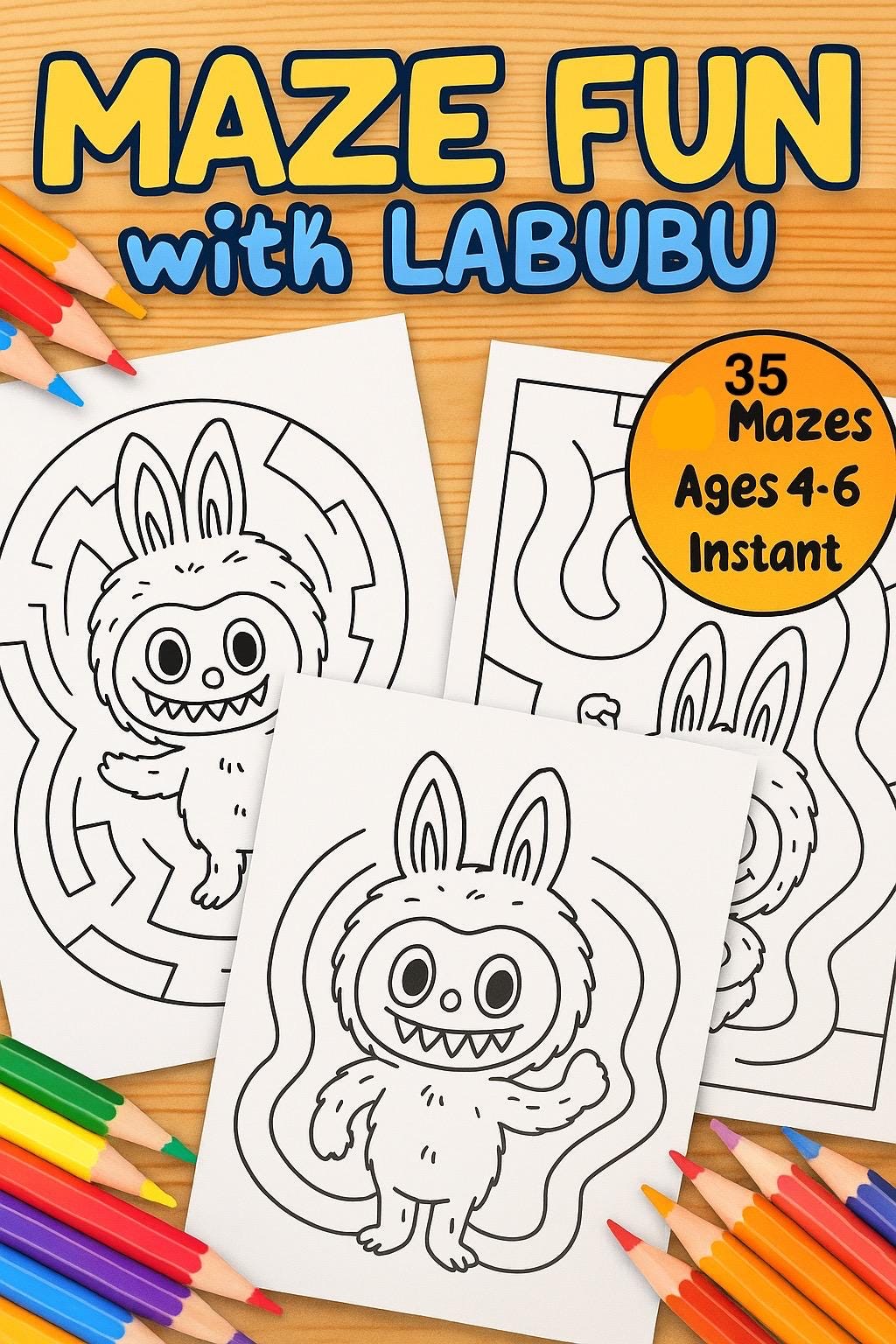 Maze Fun With Labubu – 35 Printable Mazes for Kids | Digital Download ...
