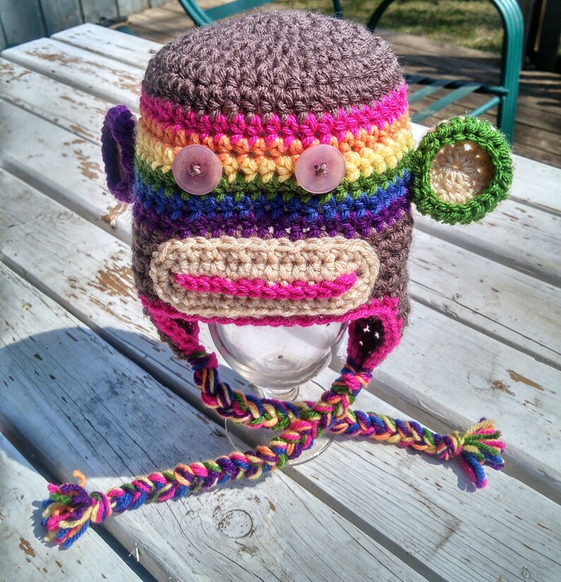 PDF PATTERN for Crochet Sock Monkey Hat Babies Children | Etsy