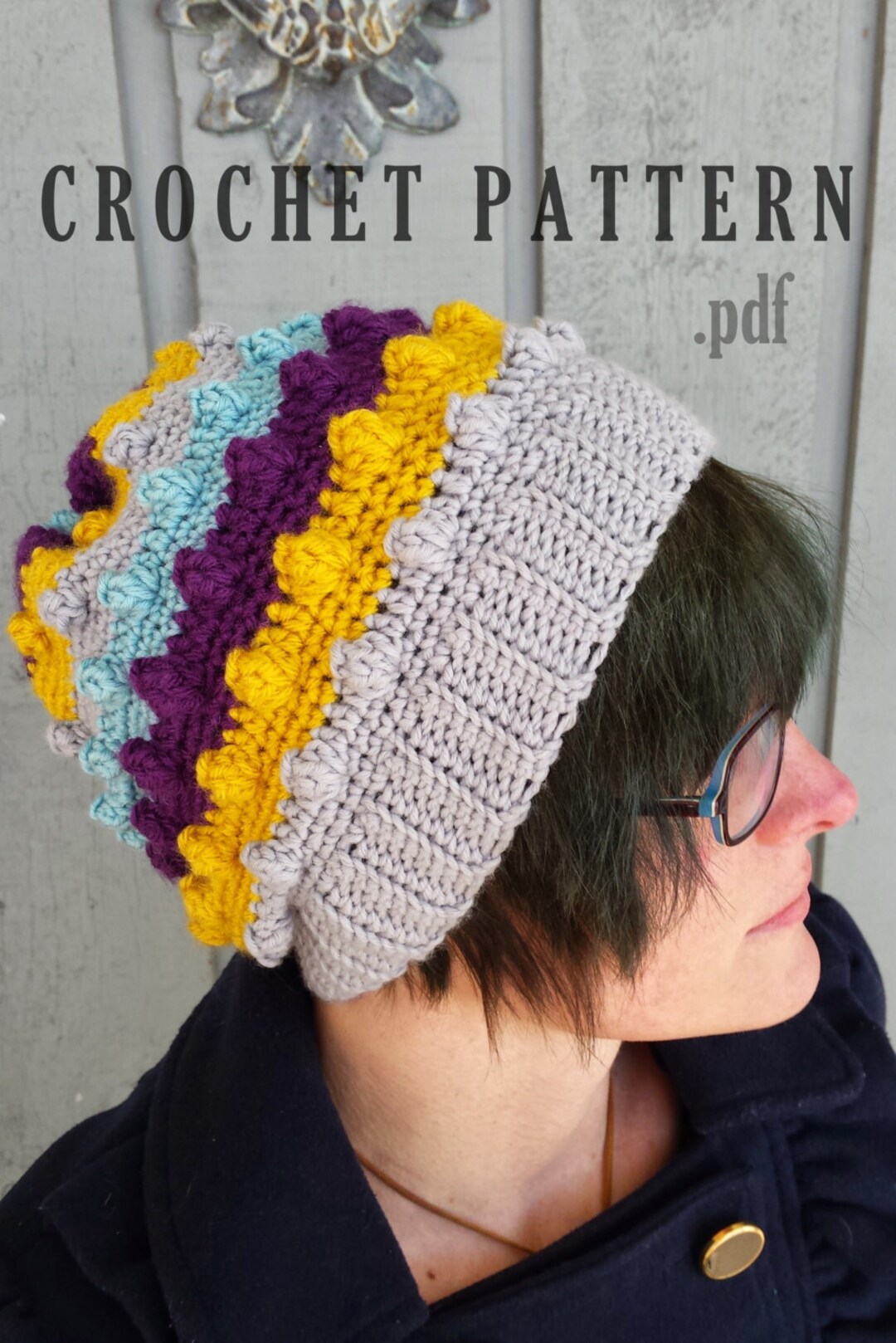 Crochet Pattern Slouchy Beanie ~ Textured Slouchy Hat ~ Winter Beanie ...