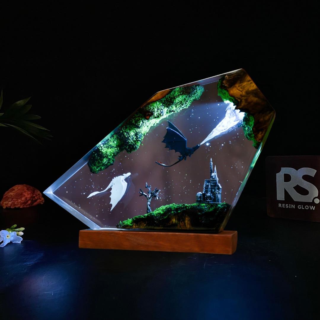 Handmade Fury Dragon Couple Lamp, Resin Epoxy Dragon Lamp, HTTYD Gift ...