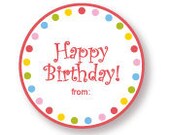 Items similar to Happy Birthday Gift Labels Red with Multi Dot Border ...