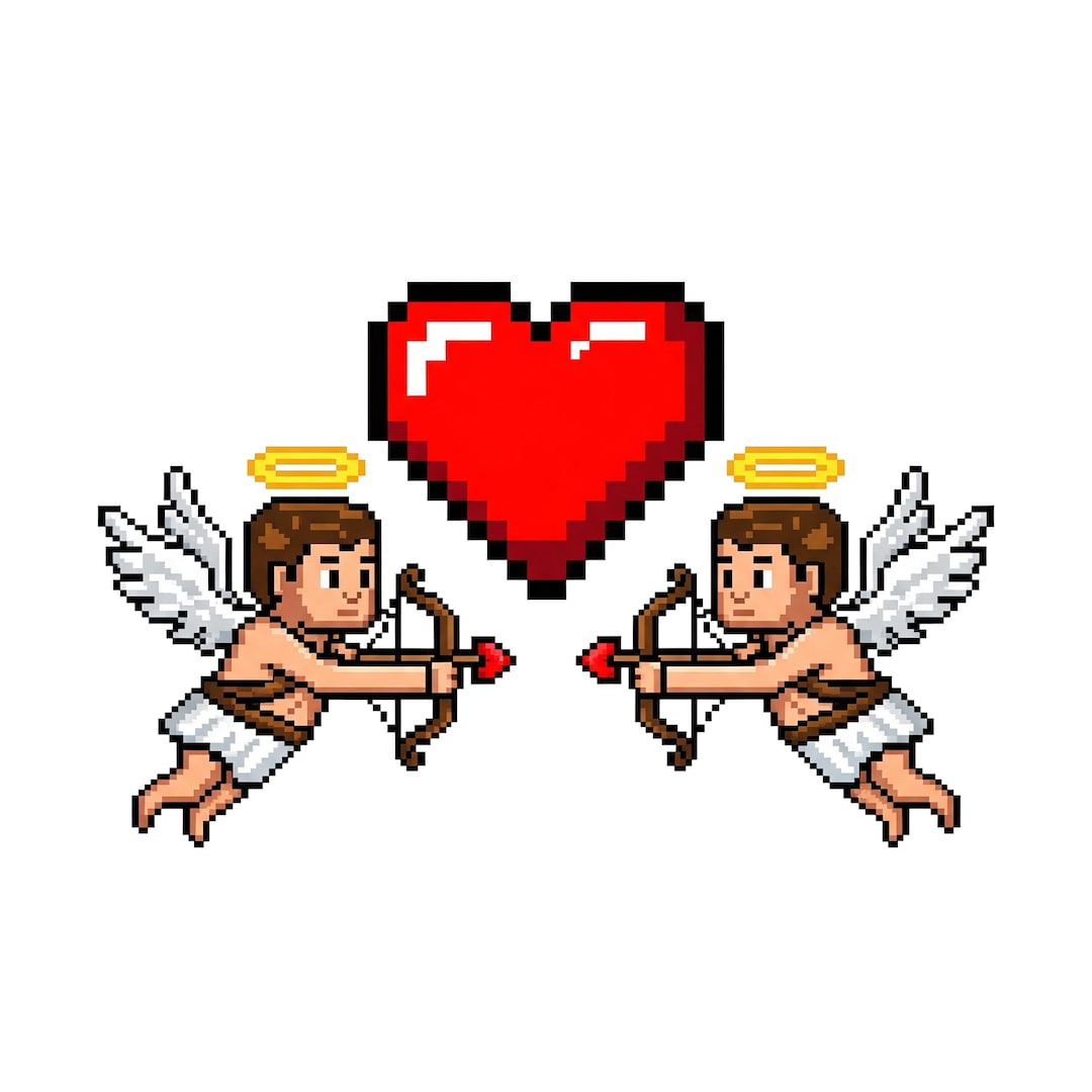 Pixel Cupid Pair Clip Art – 8 Bit Valentine Couple PNG Transparent - Etsy