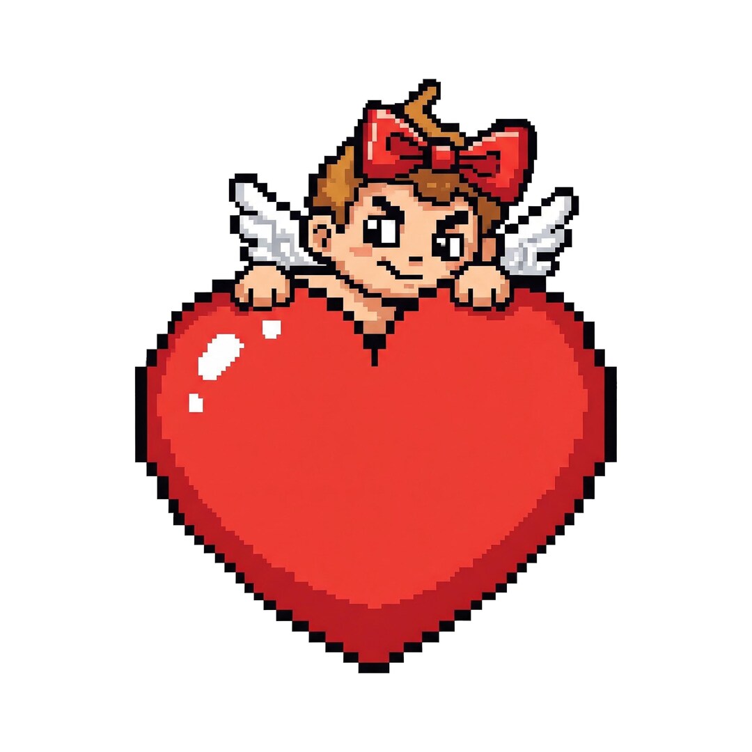 Shy Pixel Cupid Clip Art – 8 Bit Valentine PNG Transparent - Etsy
