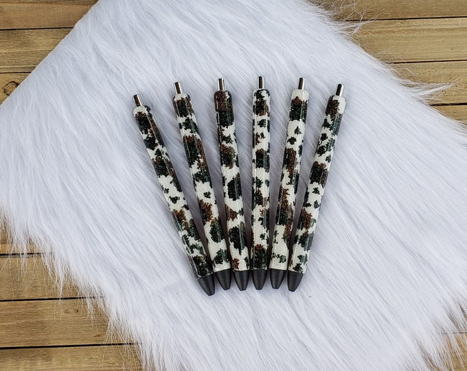 Cow Print, Cow Pen, Cow, REFILLABLE, Cow Print Pen, Epoxy Glitter Pen ...