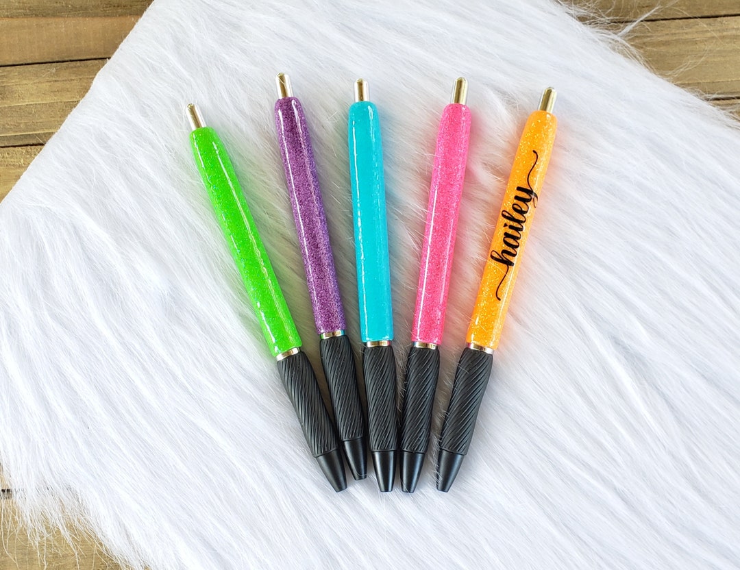 Customizable Neon Glitter Gel Pen Black Ink 6 Colors Available - Etsy