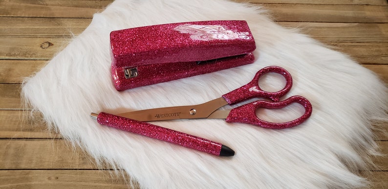 Glitter Sparkly Desk Set 4 Pieces Stapler Scissors Pen - Etsy