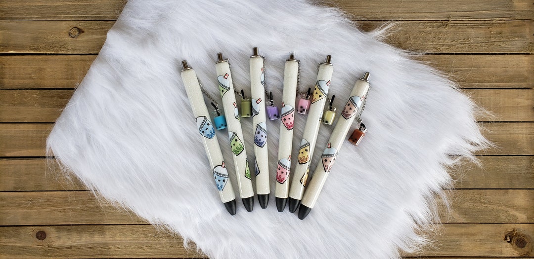 Boba Glitter Gel Pen With Dangling Charms Black Ink - Etsy