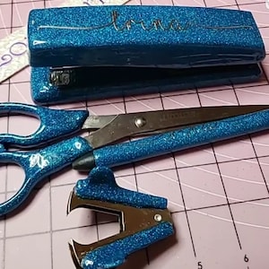 Glitter Sparkly Desk Set (4 Pieces) Stapler, Scissors, Pen, Staple ...
