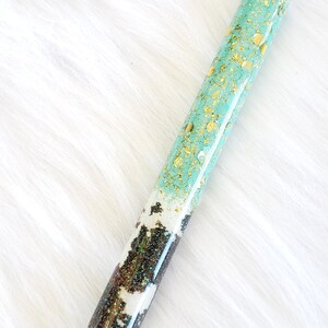 Turquoise Cowhide Glitter Gel Pen (black Ink) - Etsy
