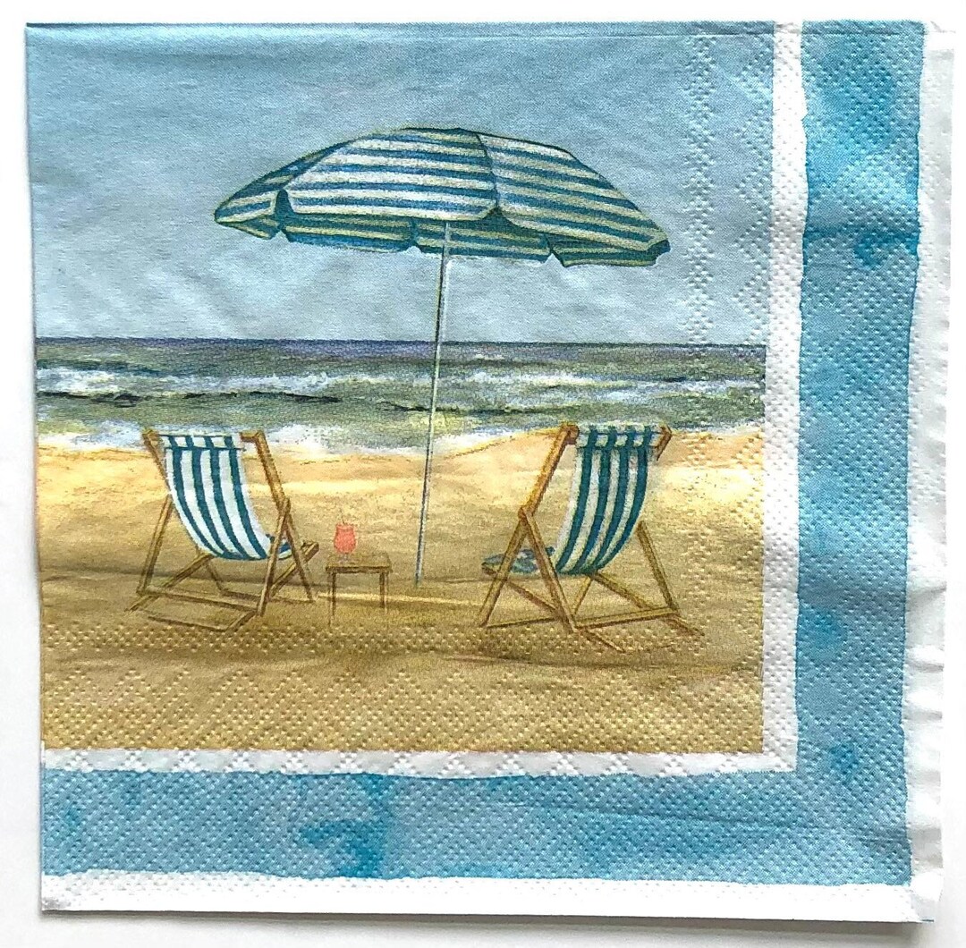 Decoupage Napkin Beach Scene Paper Napkin Ocean Themed Paper Shell ...