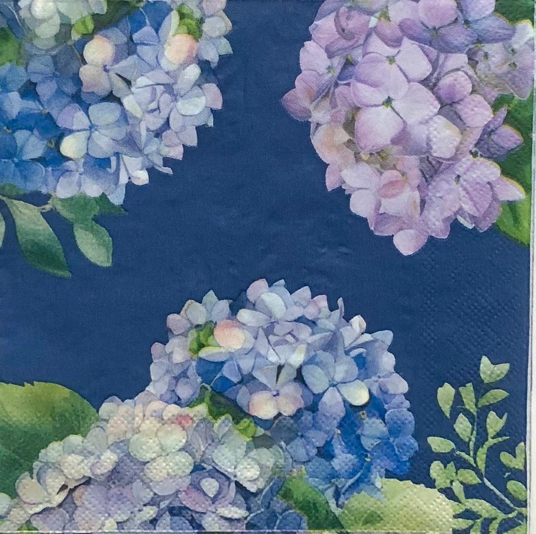 Decoupage Paper Napkin Blue Hydrangea Purple Hydrangea Scrapbooking ...