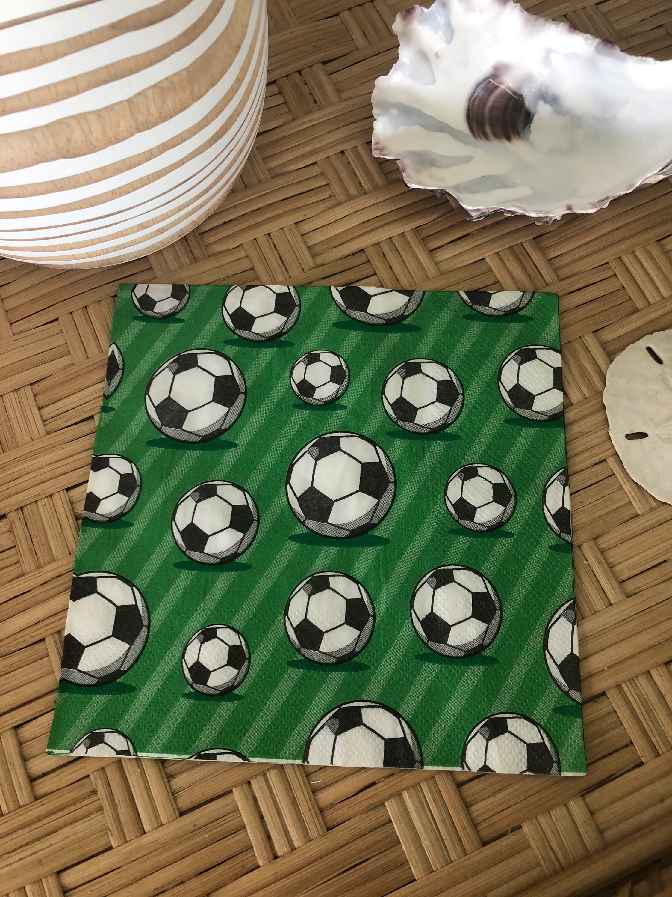 Decoupage Paper Napkin Soccer Ball Sports Napkin Card Making Supplies ...