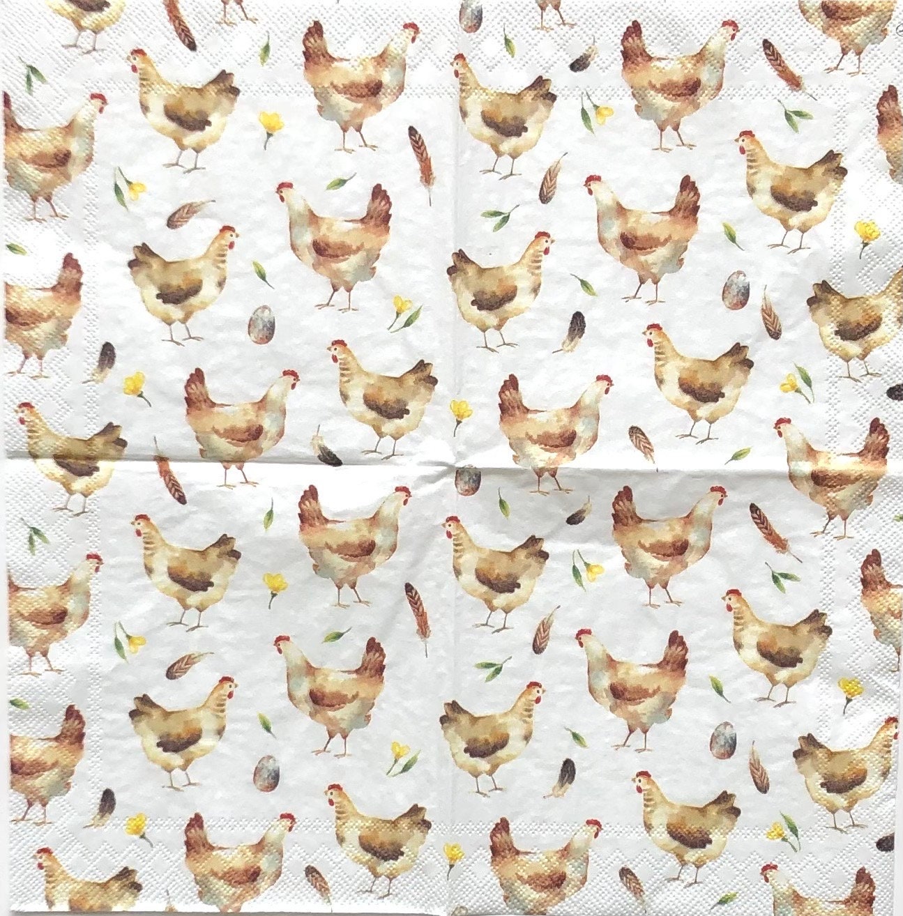 Decoupage Napkin Chicken and Eggs Paper Napkin - Etsy