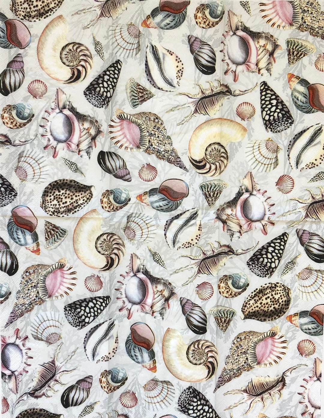 Decoupage Napkin | Seashell Paper Napkin | Seashell Scrapbooking Paper ...